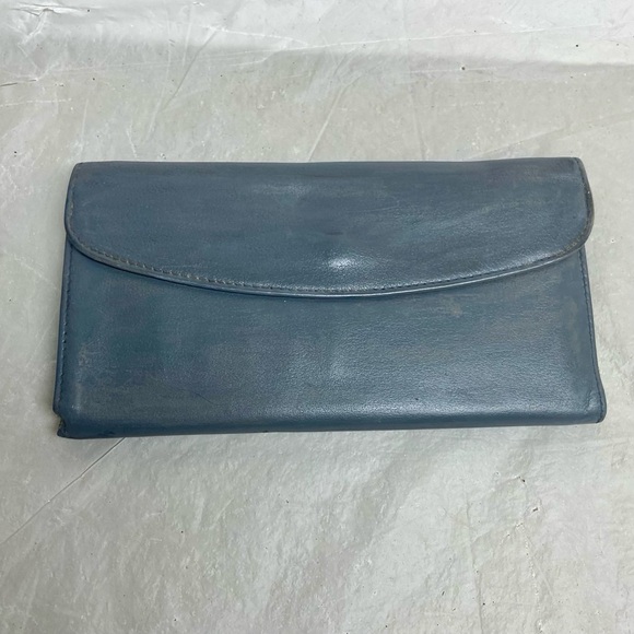 Buxton | Bags | Vintage Buxton Gray Leather Long Wallet W Checkbook ...